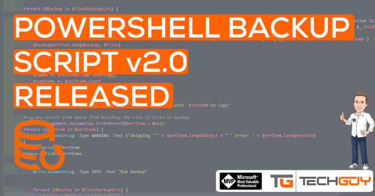 PowerShell BackupScript Version 2.0 released - TechGuy
